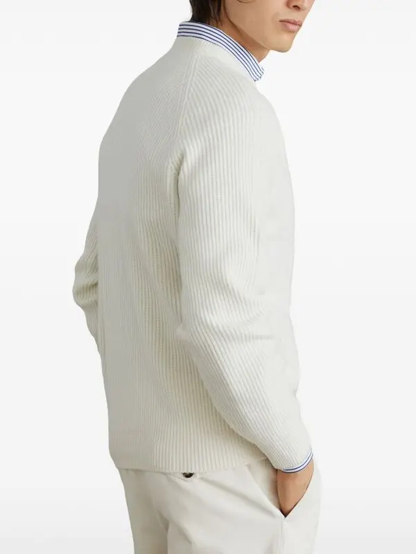 Brunello Cucinelli Ribbed Crew-neck Jumper - White