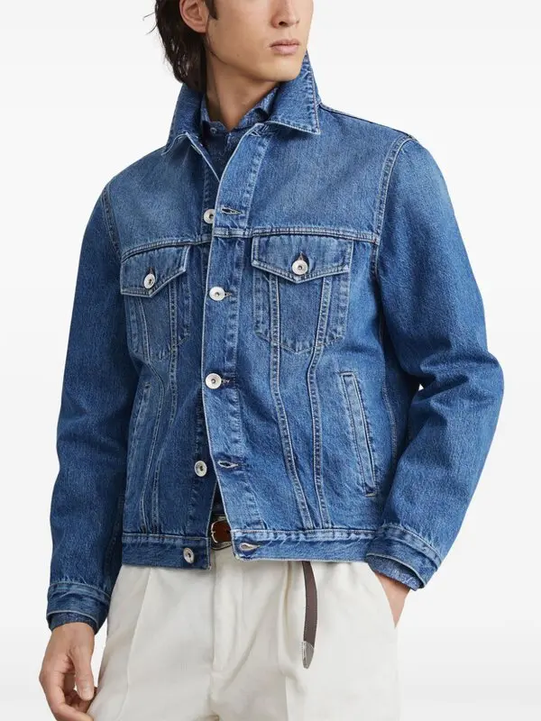 Brunello Cucinelli Spread-collar Denim Jacket - Blue
