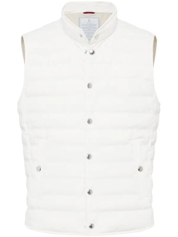 Brunello Cucinelli High-neck Gilet - White