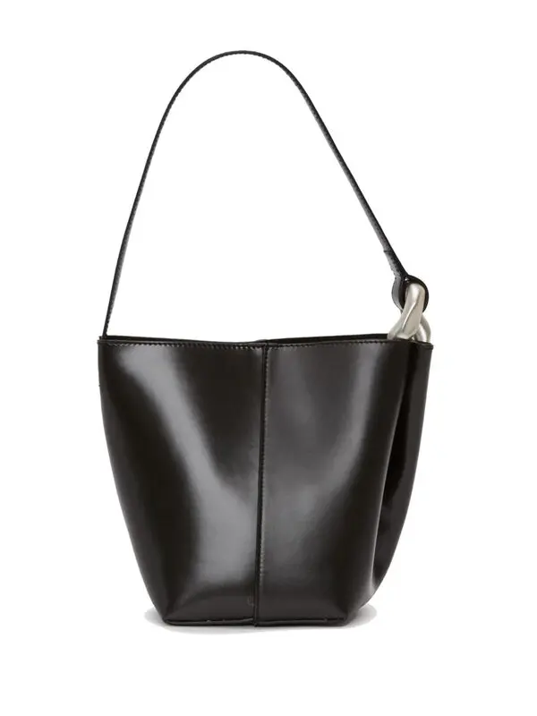 JW Anderson Small Corner Leather Bucket Bag - Black