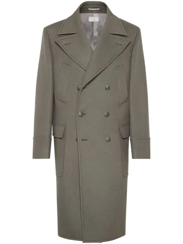 Brunello Cucinelli Double-breasted Wool Coat - Green