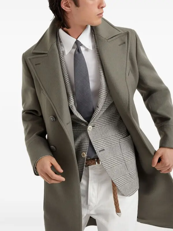 Brunello Cucinelli Double-breasted Wool Coat - Green