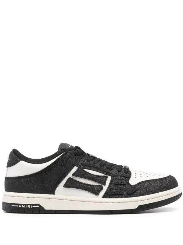Amiri Shimmer Skel Leather Sneakers - Black