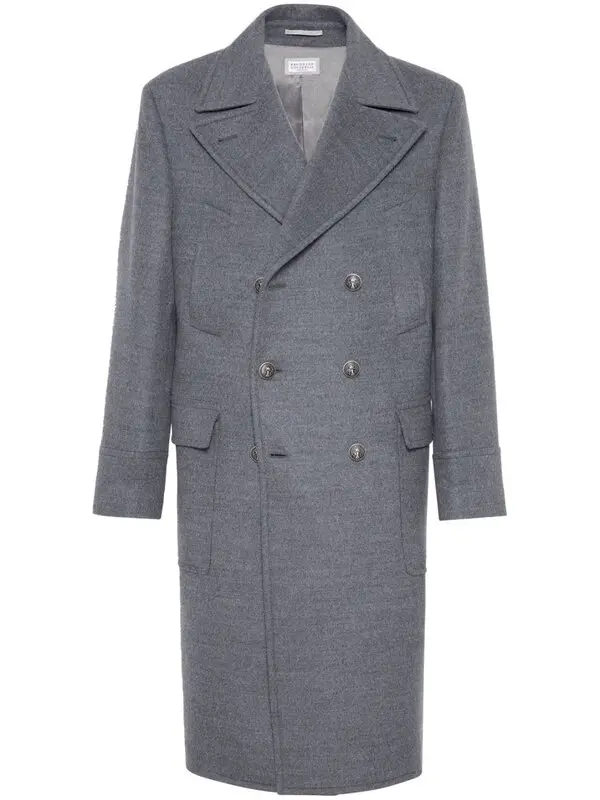 Brunello Cucinelli Double-breasted Wool Coat - Grey
