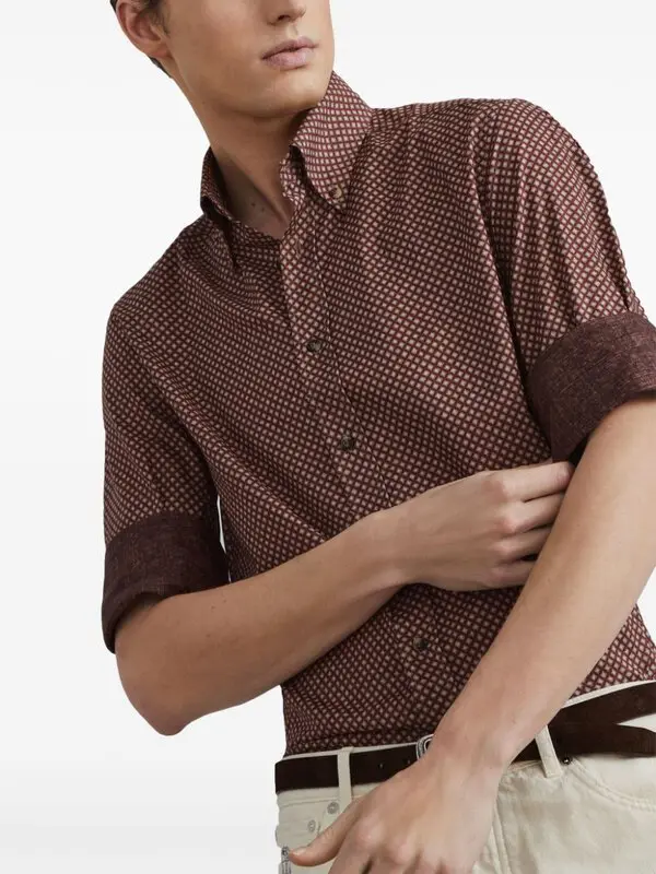 Brunello Cucinelli Geometric-pattern Cotton Shirt