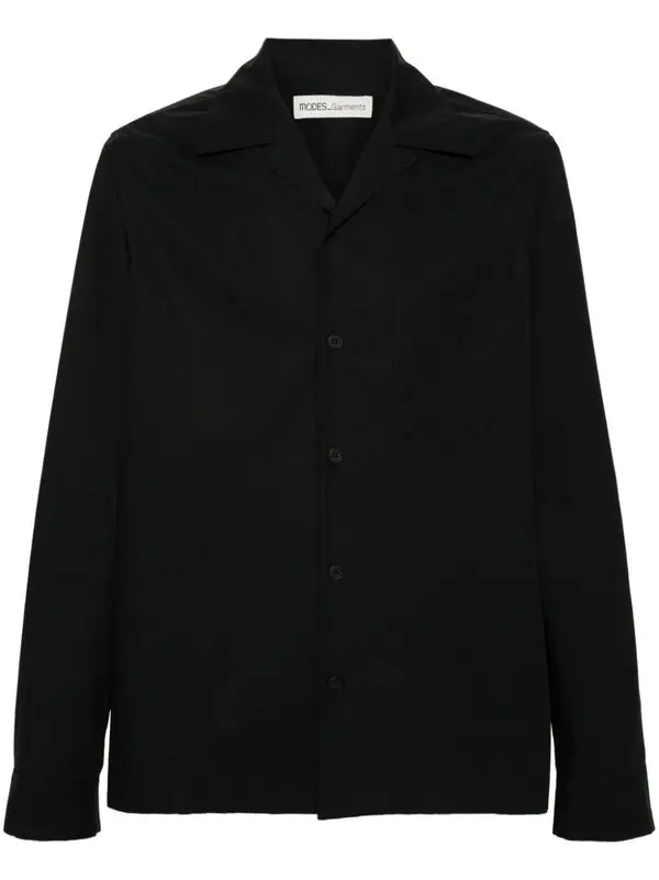 MODES Camp-collar Poplin Shirt - Black