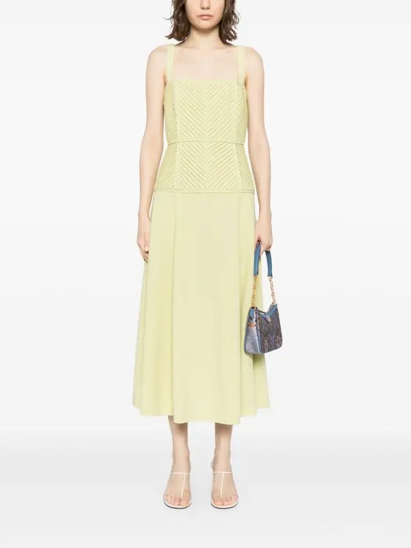 Alexis Coralia Quilted-Bodice Midi Dress - Green | Editorialist