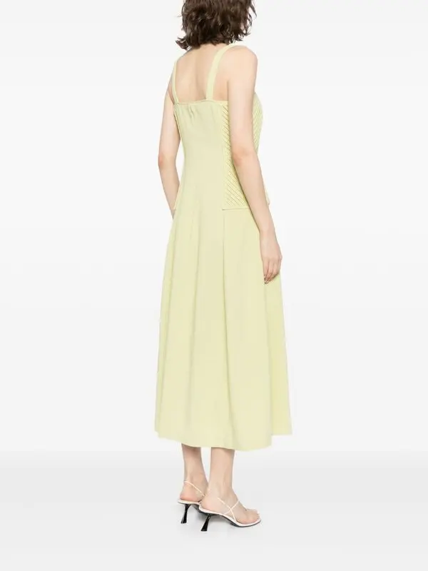 Alexis Coralia Quilted-Bodice Midi Dress - Green | Editorialist