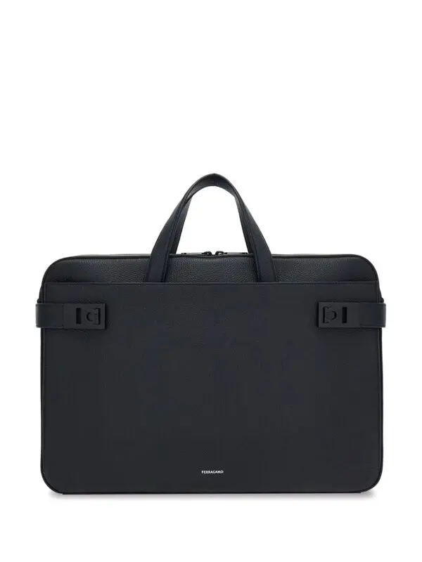 FERRAGAMO Gancini-buckle Leather Laptop Bag - Black