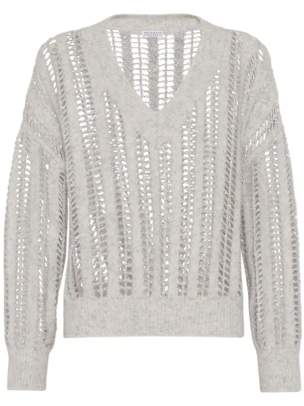 Brunello Cucinelli Open-knit Jumper - White