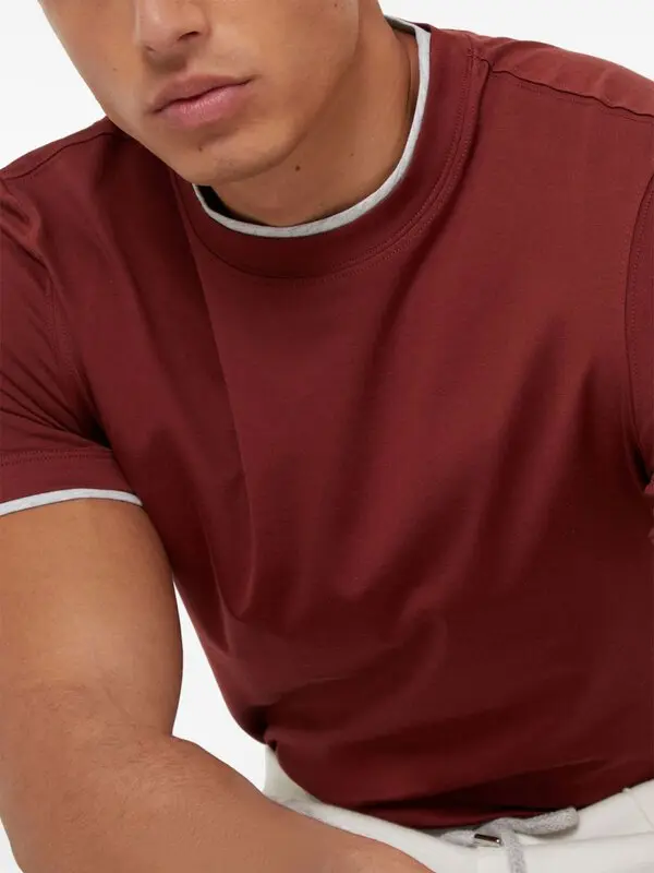 Brunello Cucinelli Contrast-trim Crew-neck T-shirt