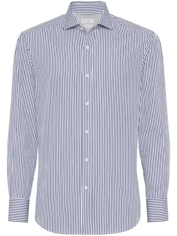 Brunello Cucinelli Stripe Pattern Cotton Shirt