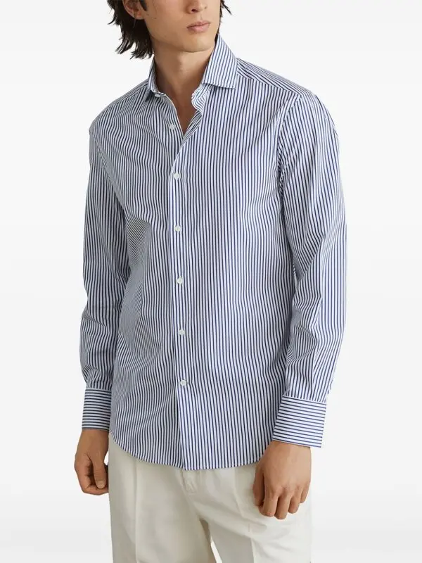 Brunello Cucinelli Stripe Pattern Cotton Shirt