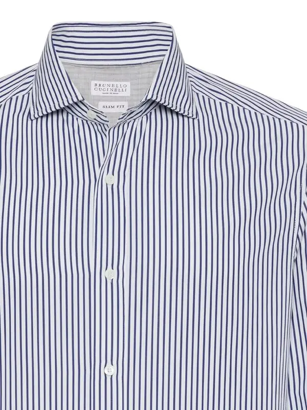 Brunello Cucinelli Stripe Pattern Cotton Shirt