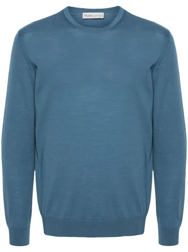 MODES Fine-knit Merino Wool Jumper - Blue
