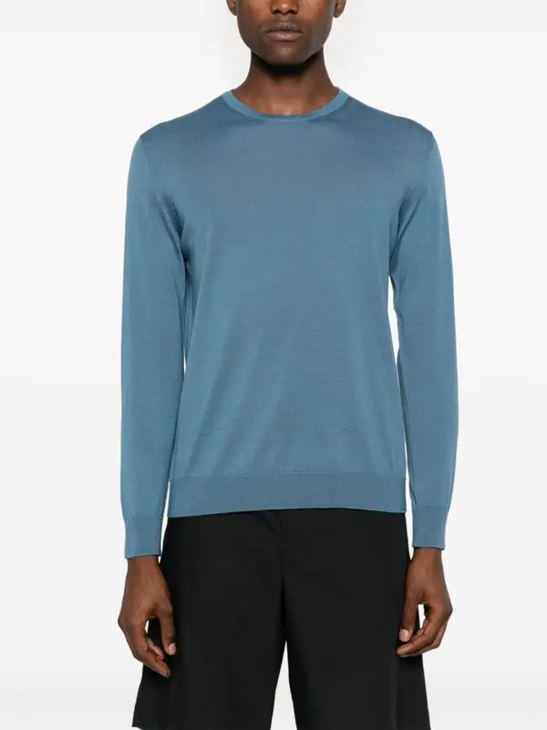 MODES Fine-knit Merino Wool Jumper - Blue