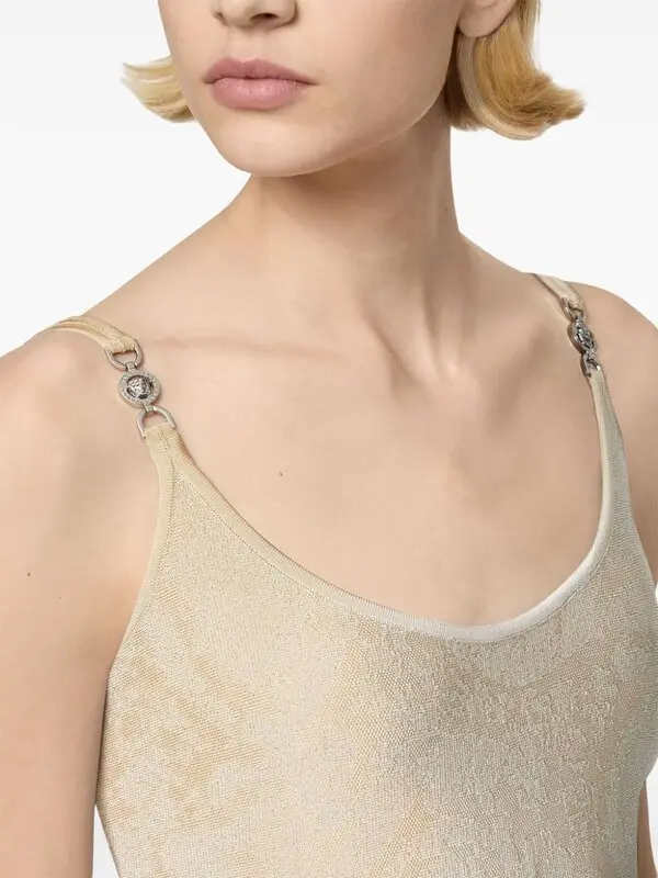 Versace Barocco Jacquard Mini Dress - Neutrals