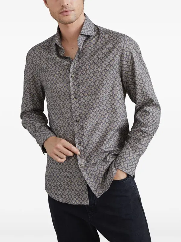 Brunello Cucinelli Geometric-pattern Cotton Shirt