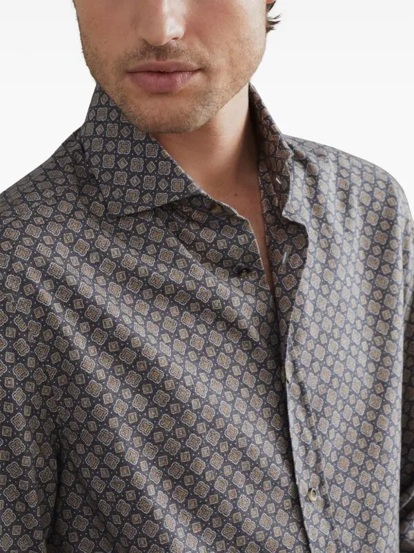 Brunello Cucinelli Geometric-pattern Cotton Shirt