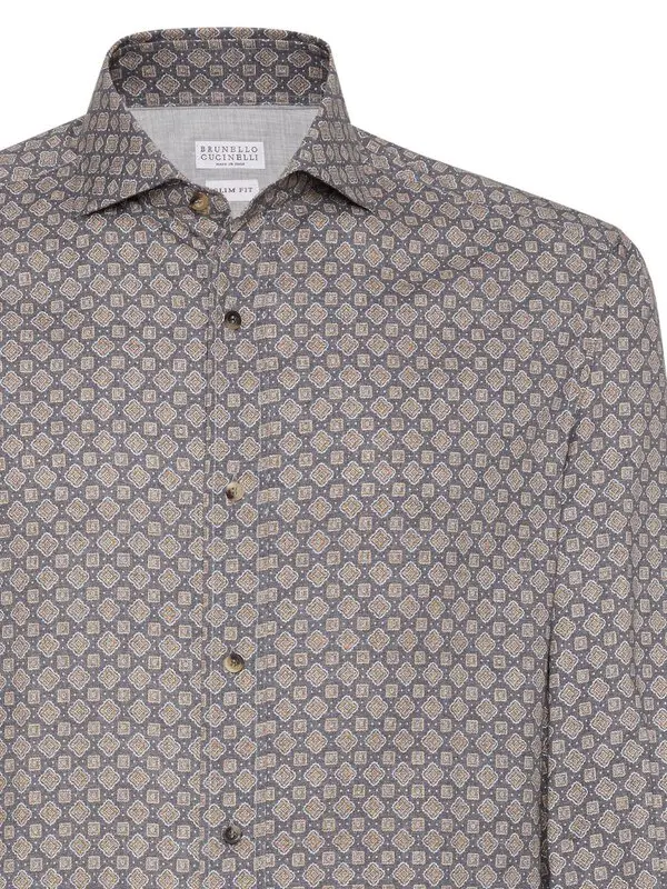 Brunello Cucinelli Geometric-pattern Cotton Shirt