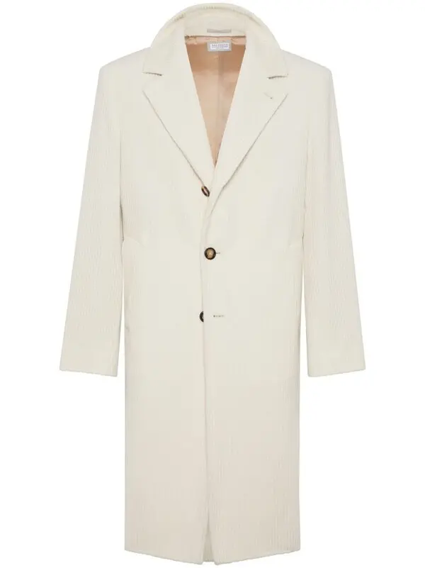 Brunello Cucinelli Long Ribbed Cashmere Coat