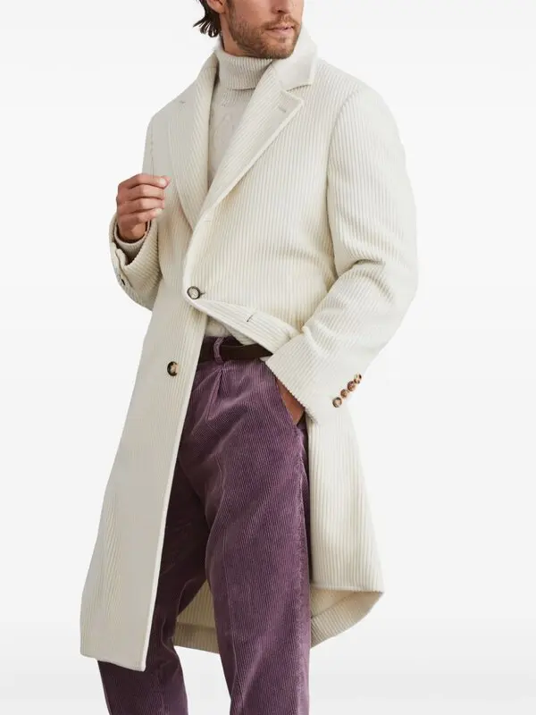 Brunello Cucinelli Long Ribbed Cashmere Coat