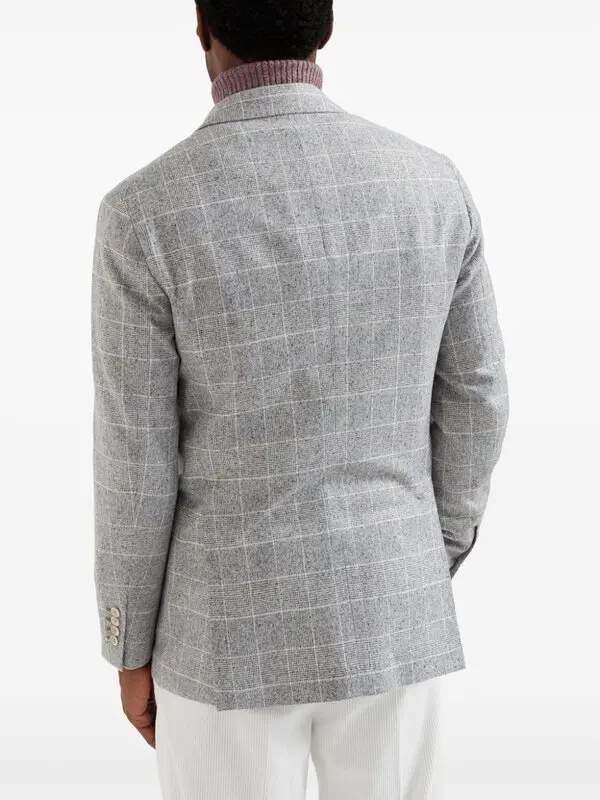 Brunello Cucinelli Single-breasted Checked Blazer - White