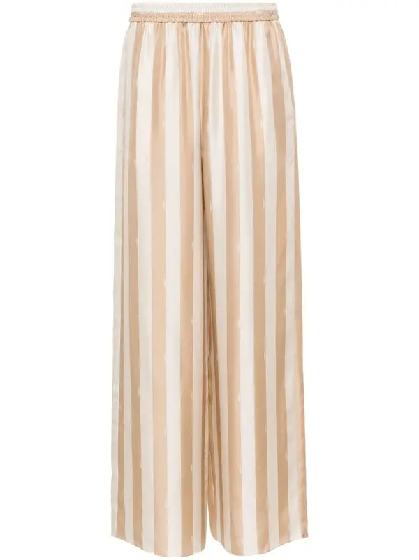 Fendi Pequin-stripe Silk Palazzo Pants - Neutrals