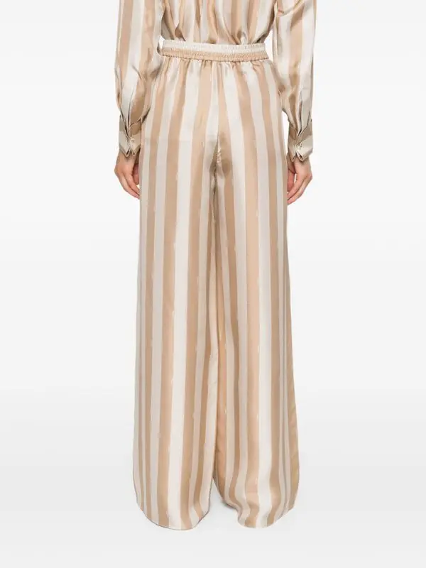 Fendi Pequin-stripe Silk Palazzo Pants - Neutrals