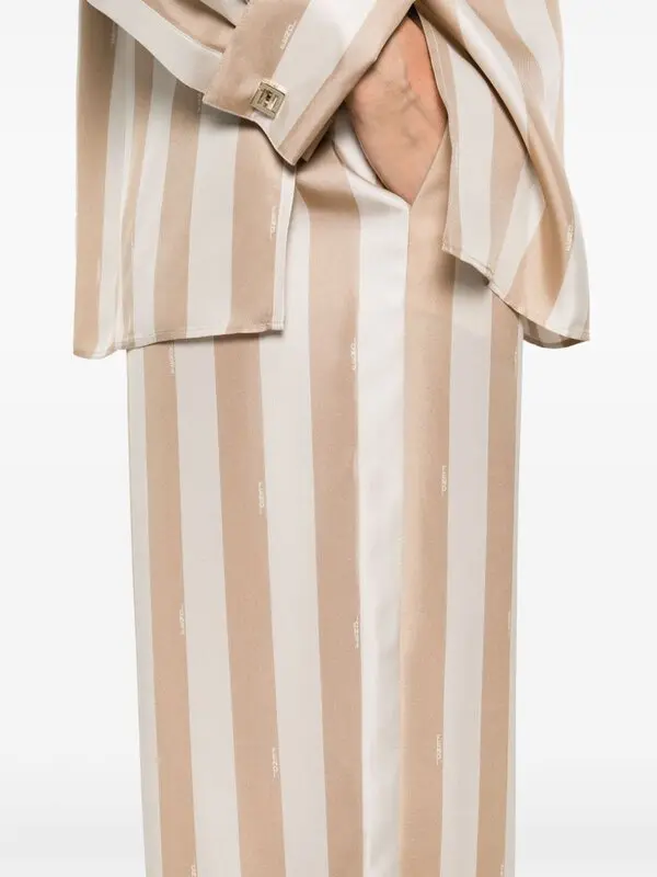 Fendi Pequin-stripe Silk Palazzo Pants - Neutrals