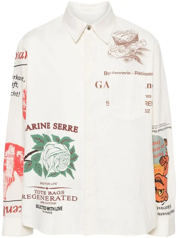 MARINE SERRE Mix-print Cotton Shirt