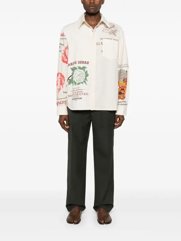 MARINE SERRE Mix-print Cotton Shirt