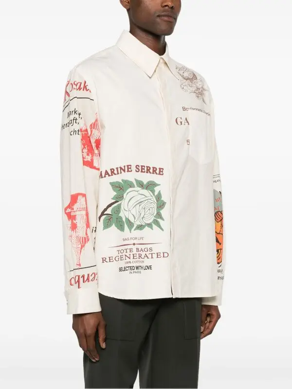 MARINE SERRE Mix-print Cotton Shirt