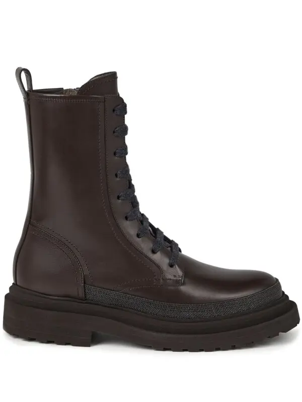 Brunello Cucinelli Monili-embellished Leather Boots