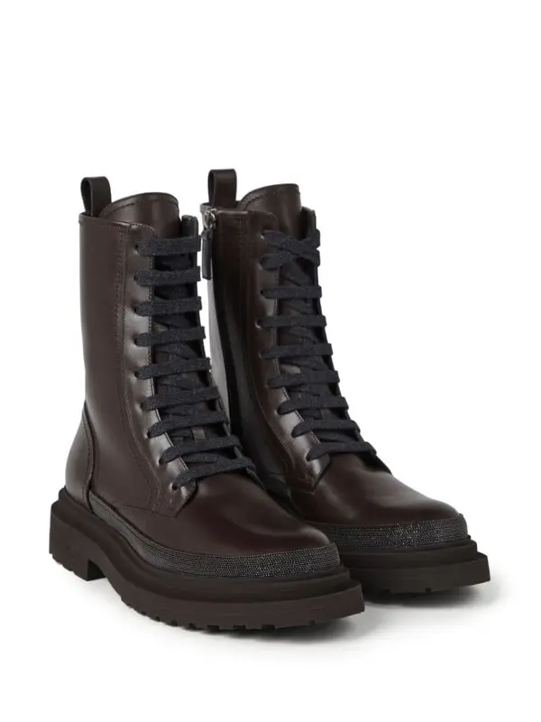 Brunello Cucinelli Monili-embellished Leather Boots