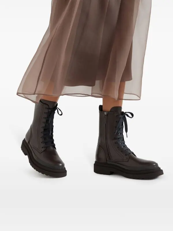 Brunello Cucinelli Monili-embellished Leather Boots