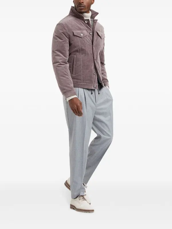 Brunello Cucinelli Pressed-crease Wool Trousers - Grey