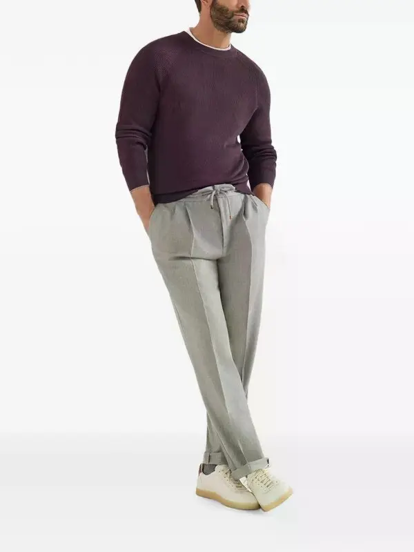 Brunello Cucinelli Pressed-crease Wool Trousers - Grey