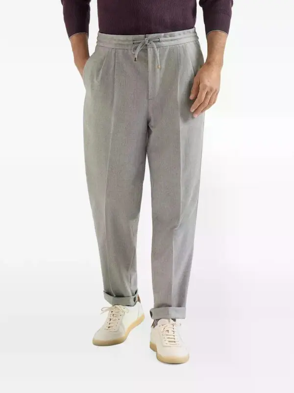 Brunello Cucinelli Pressed-crease Wool Trousers - Grey