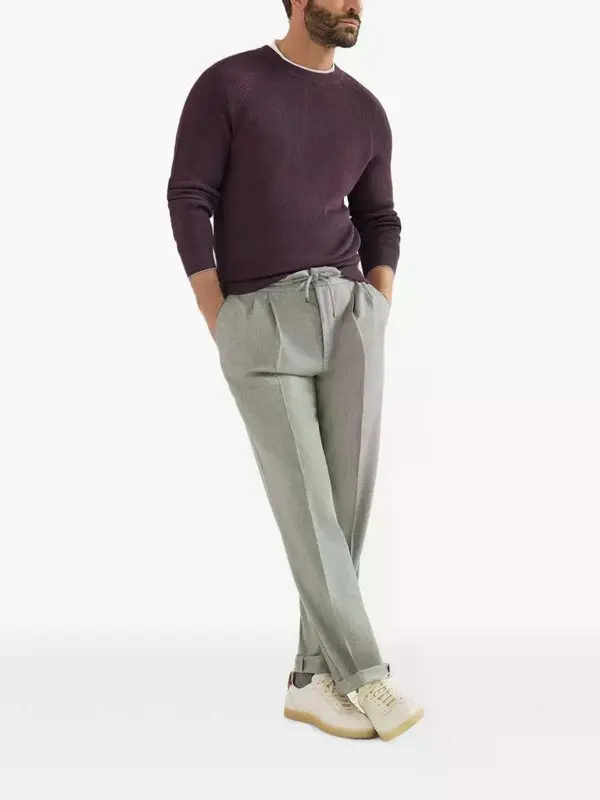 Brunello Cucinelli Pressed-crease Wool Trousers - Grey
