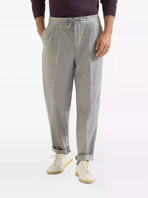 Brunello Cucinelli Pressed-crease Wool Trousers - Grey