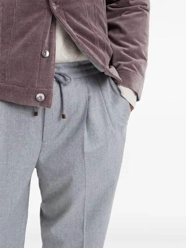 Brunello Cucinelli Pressed-crease Wool Trousers - Grey