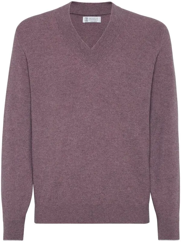 Brunello Cucinelli Ribbed V-neck Jumper