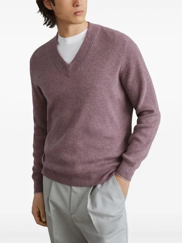Brunello Cucinelli Ribbed V-neck Jumper