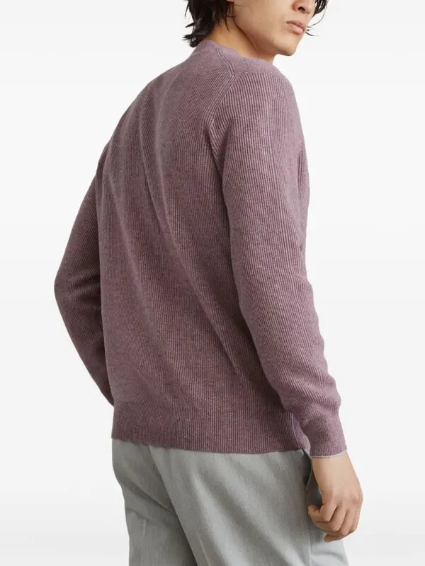 Brunello Cucinelli Ribbed V-neck Jumper