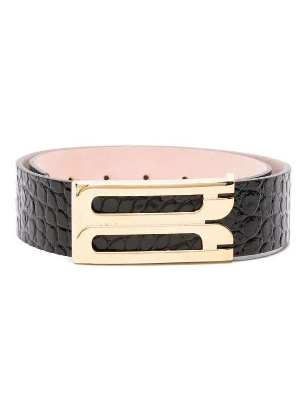 Victoria Beckham Logo-plaque Leather Belt - Black