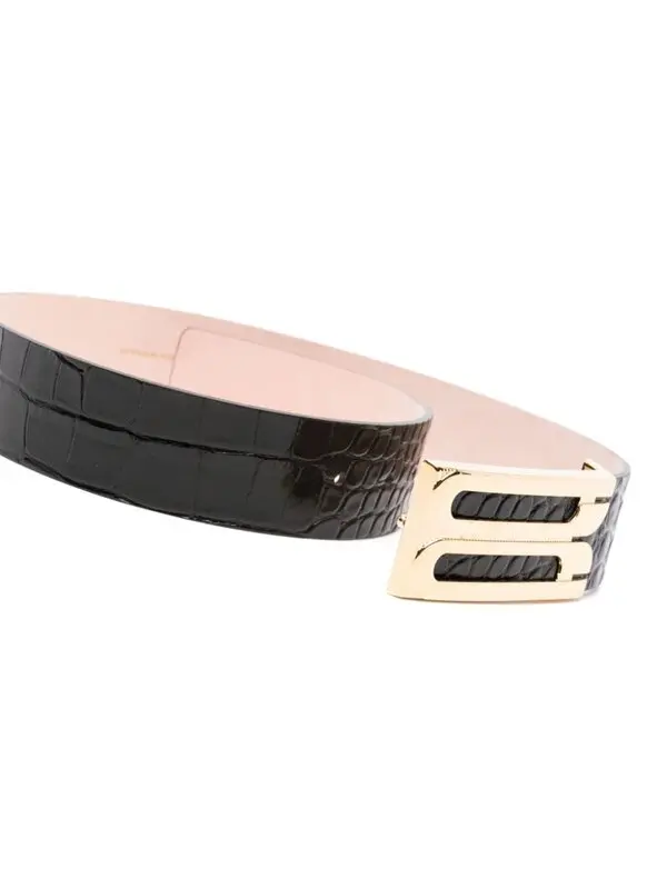 Victoria Beckham Logo-plaque Leather Belt - Black