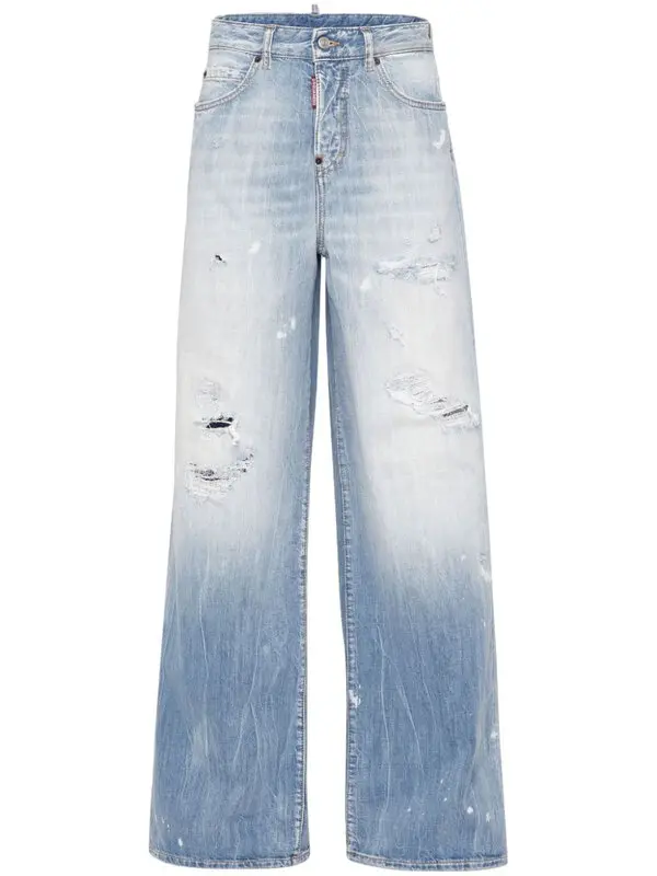 Dsquared2 Distressed Wide-leg Jeans - Blue
