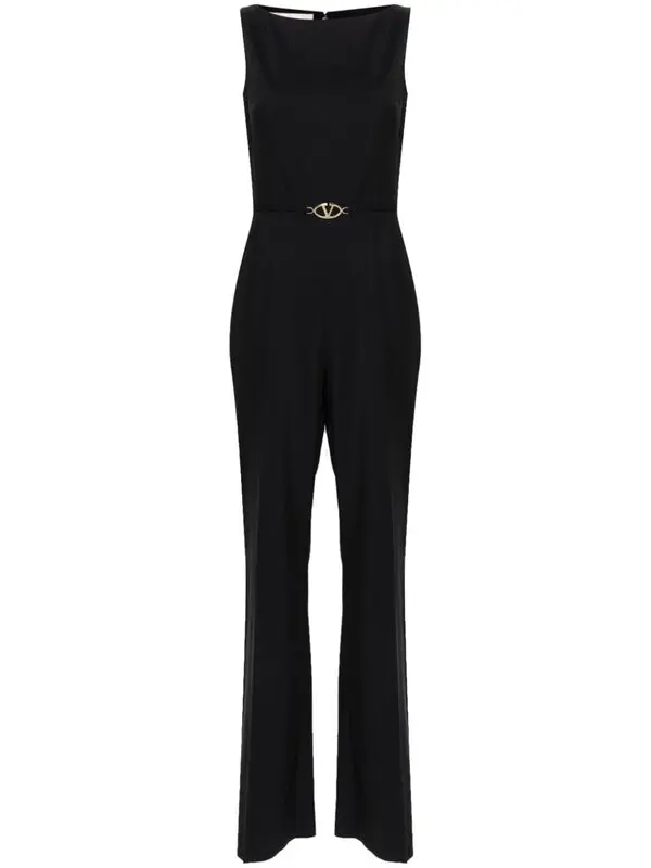 Valentino Garavani Vlogo Virgin Wool-mohair Blend Jumpsuit - Blue