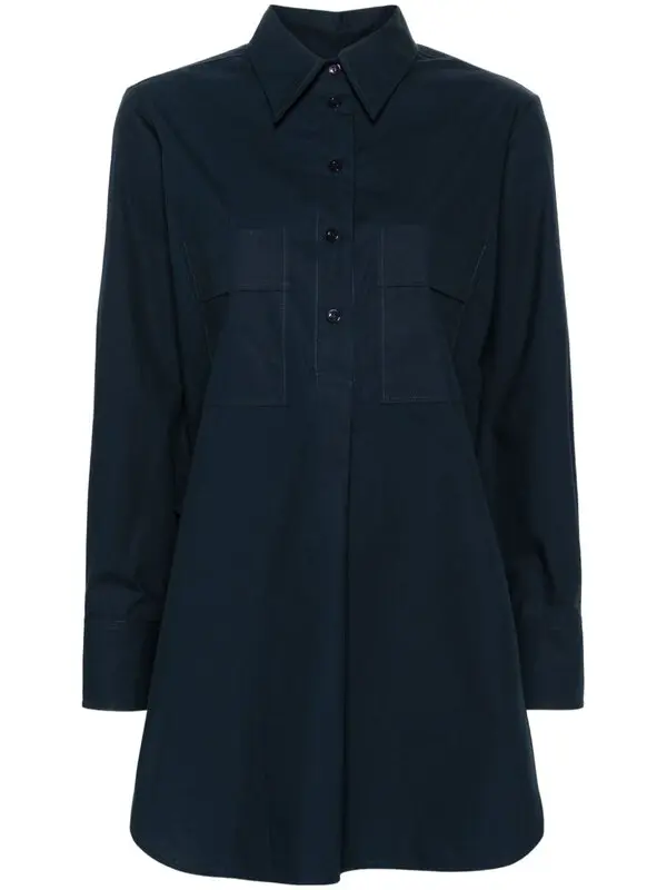 MODES Side-slit Poplin Shirt - Blue